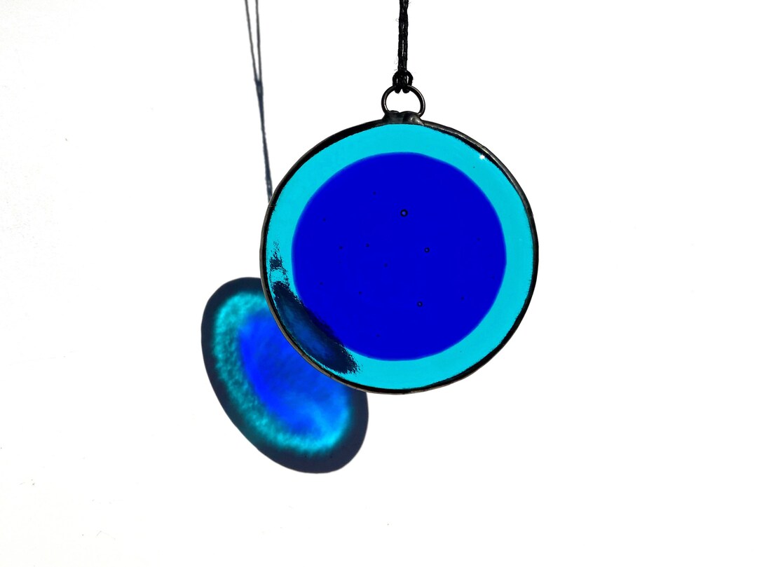 Beachy Blues Fused Glass Suncatcher With Soldered Edge Cobalt - Etsy
