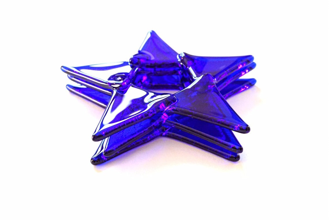 Royal Blue Glass Star Star Light Catcher Window Hanging - Etsy