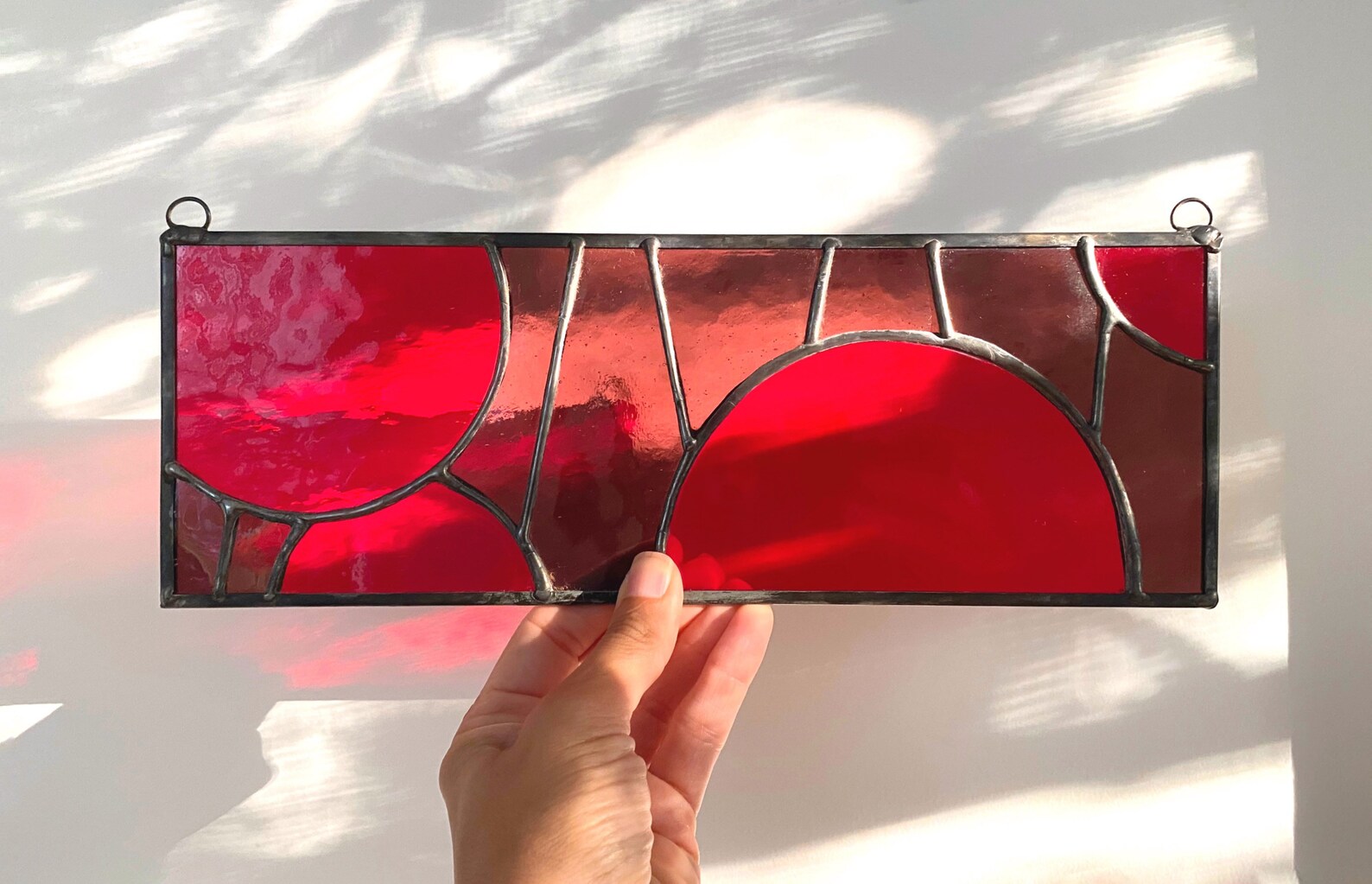 Horizontal Stained Glass Window Hanging Ready to Hang Stained - Etsy