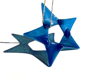 BLUE BARN STAR Stained Glass Tree Topper - Etsy