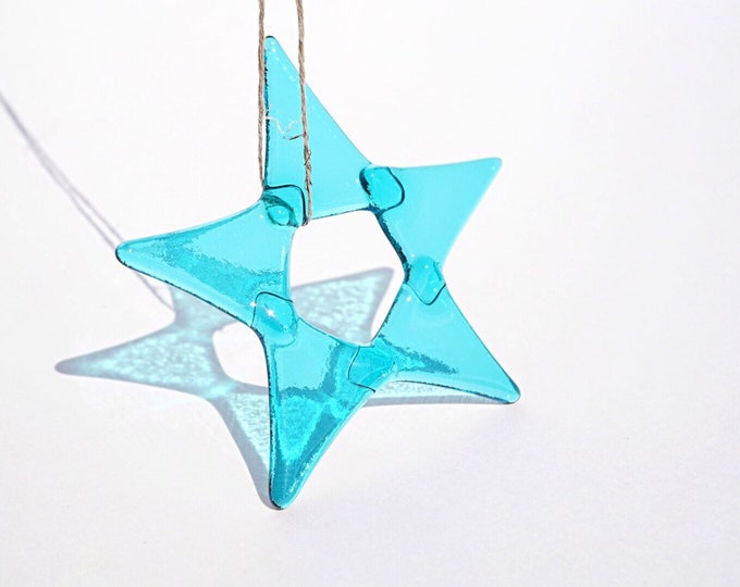 Bright Blue Glass Star Star Light Catcher Star Sun Catcher - Etsy
