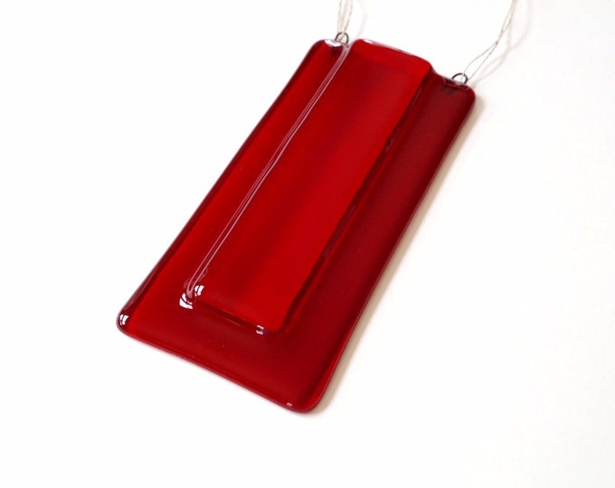Fused Glass Flower Pocket, Red Glass Bud Vase, Hanging Wall Vase, Red ...