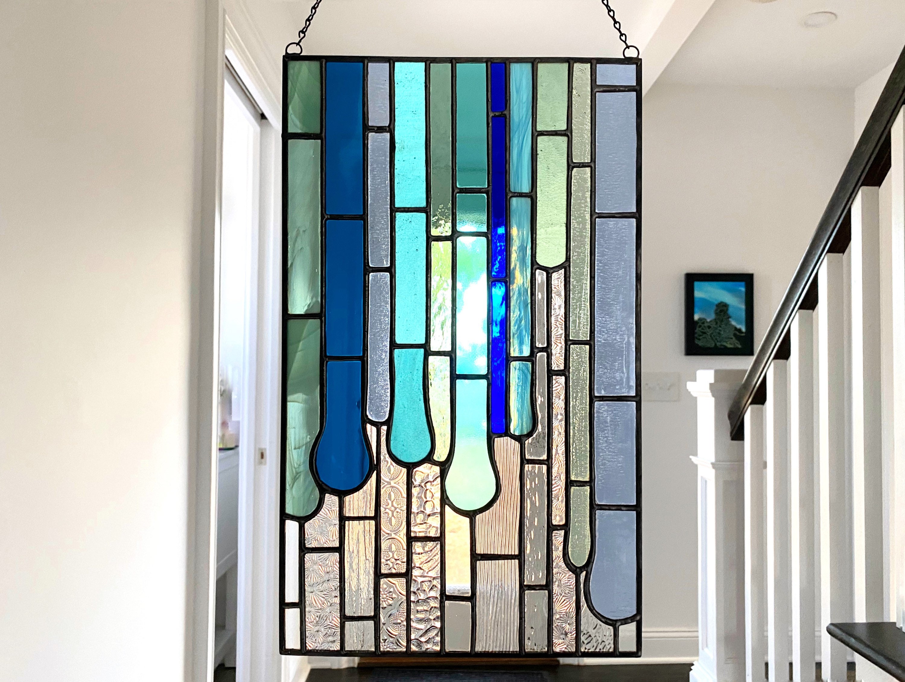 Colorful Modern Stained Glass Panel Abstract Stained Glass | Etsy