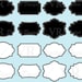 Labels Clip Art, Frames Clipart, Black and White Digital Labels Frames ...