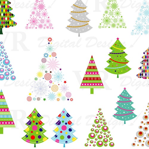 Christmas Trees Clip Art Christmas Clipart Vector Digital - Etsy