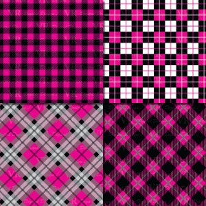 Pink and Black Plaids Digital Paper, Buffalo Plaid Lumberjack Check ...