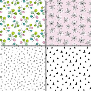 Spring Flowers Digital Paper, Spring Bloom Seamless Hand Drawn Patterns ...
