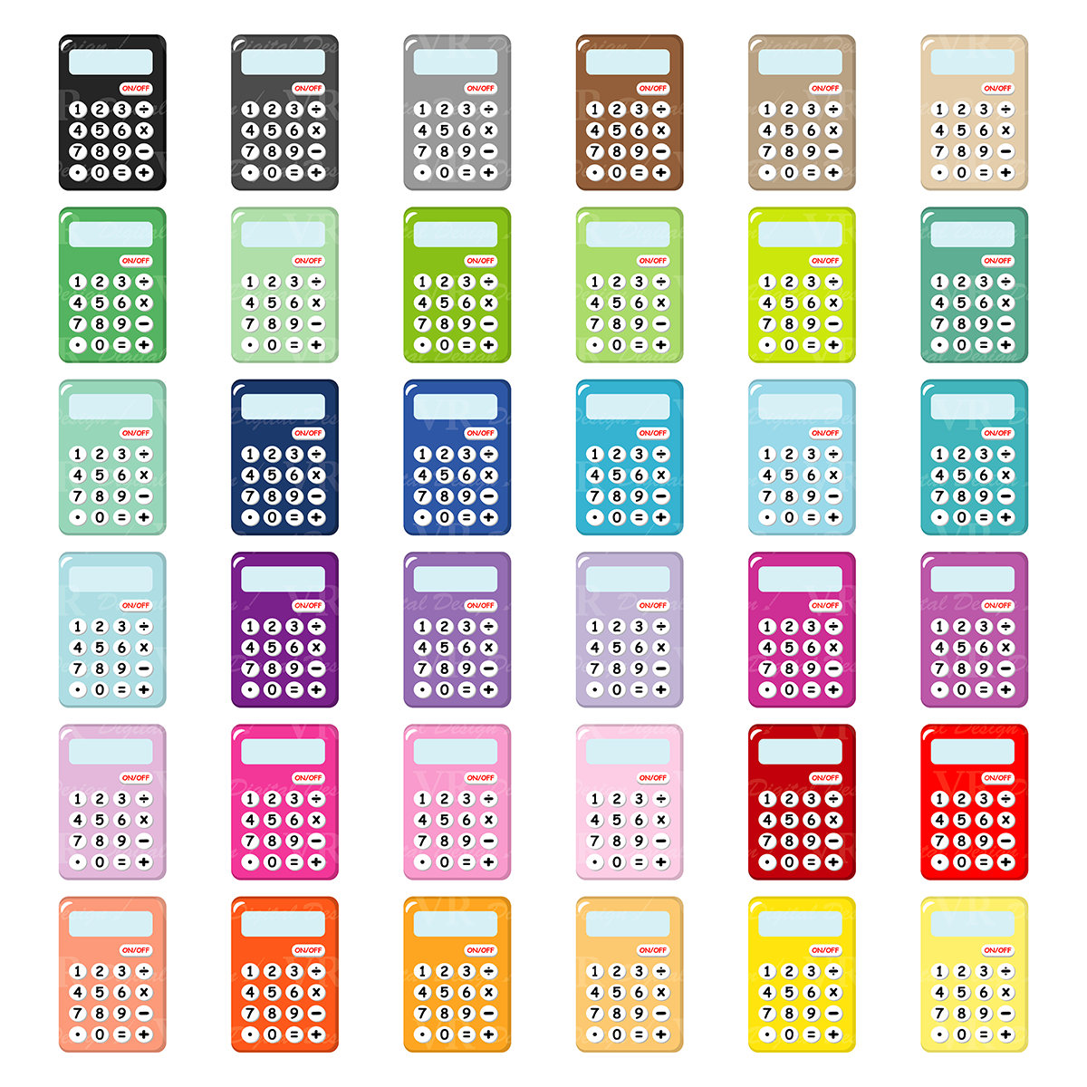Calculator Clip Art, Rainbow Calculator Clipart, Math Planner Stickers ...