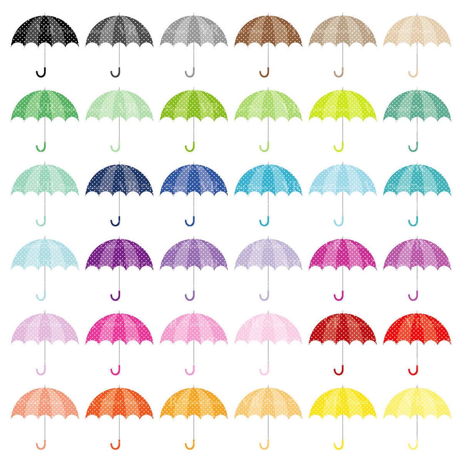 Umbrella Clip Art, Polka Dots Umbrella Clipart, Rainbow Umbrellas ...