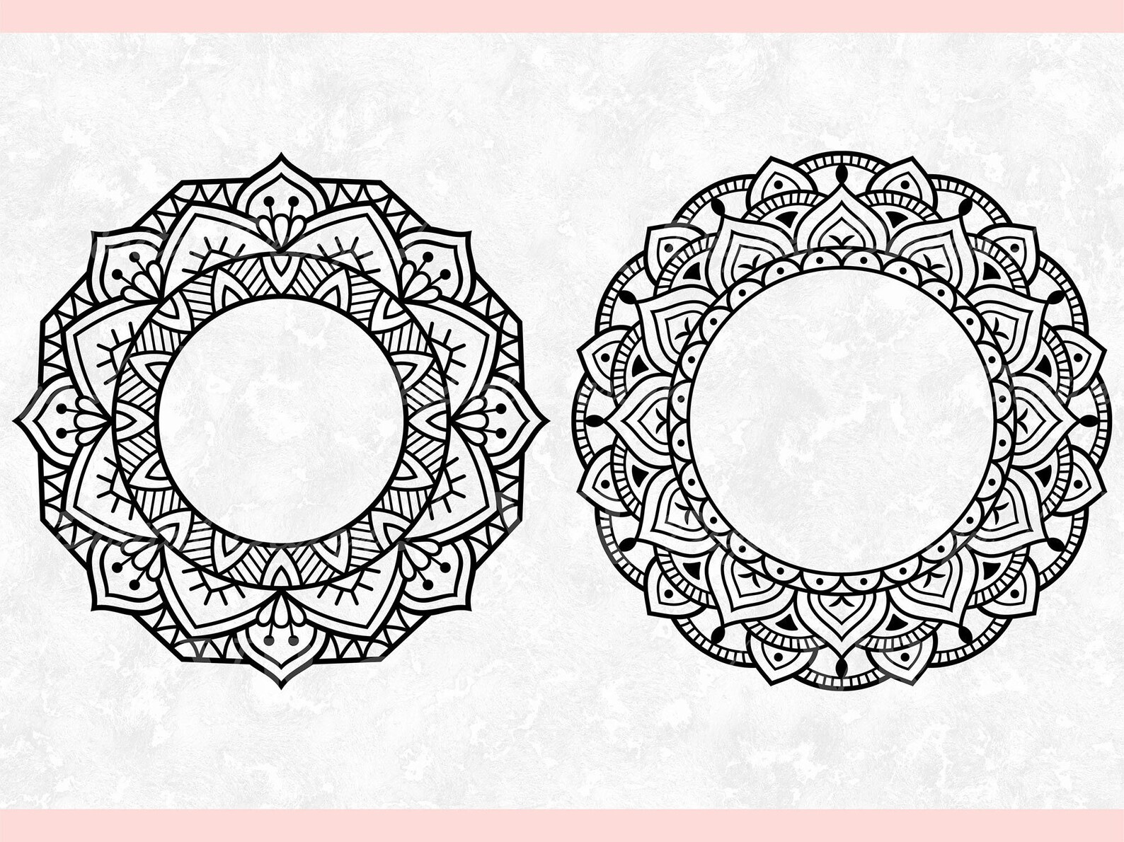 Mandala Monogram SVG Bundle, Circle Floral Monogram Frame Svg Files ...