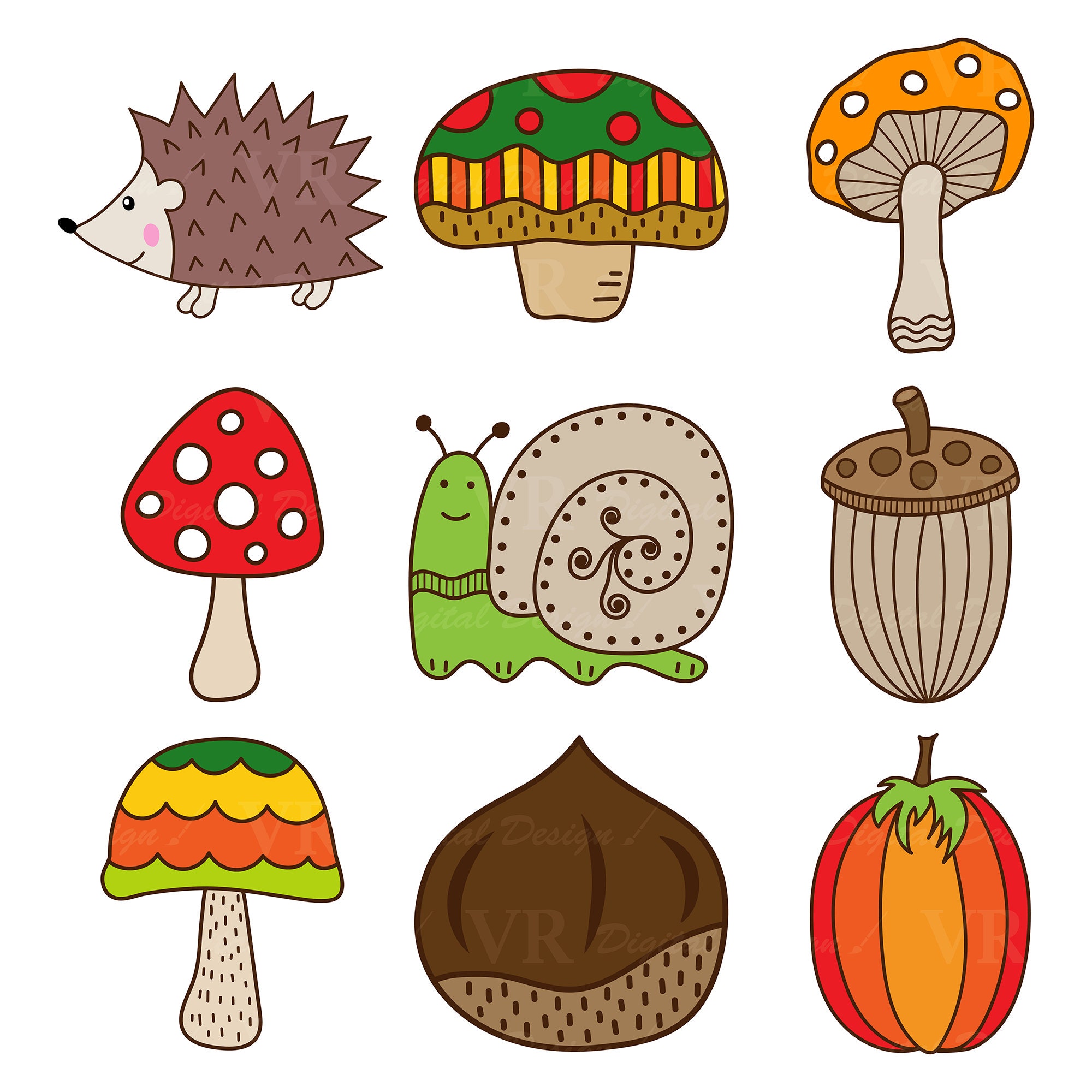 Cute Autumn Clipart, Fall Clipart, Autumn Doodles, Autumn Leaves ...