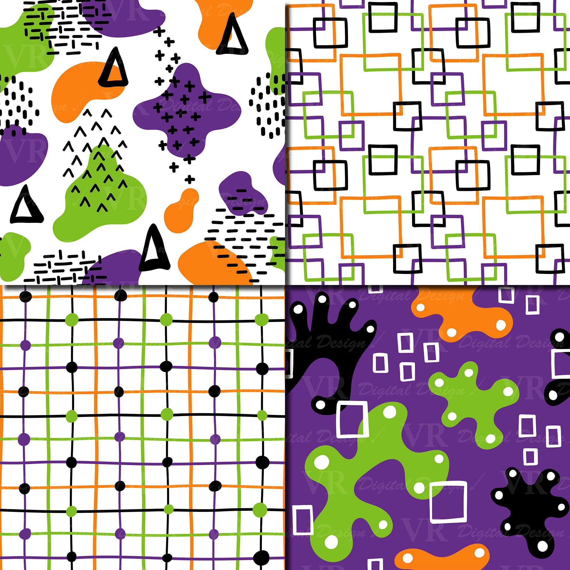 Halloween Abstract Digital Paper Seamless Hand Drawn - Etsy