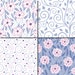 Floral Swirls Digital Paper, Blue, Pink and Purple Floral Seamless ...