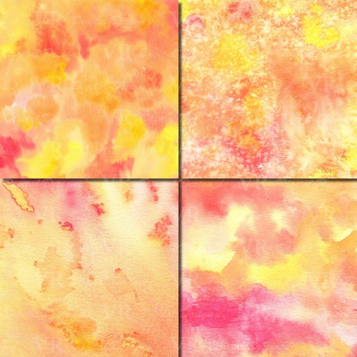 Red Orange Yellow Watercolor Digital Paper, Watercolor Texture ...