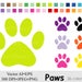 Dog/cat Paws Clip Art, Rainbow Animal Paws Planner Stickers Clipart ...