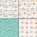 Bright Rainbows Digital Paper, Cute Colorful Rainbow Seamless Patterns ...