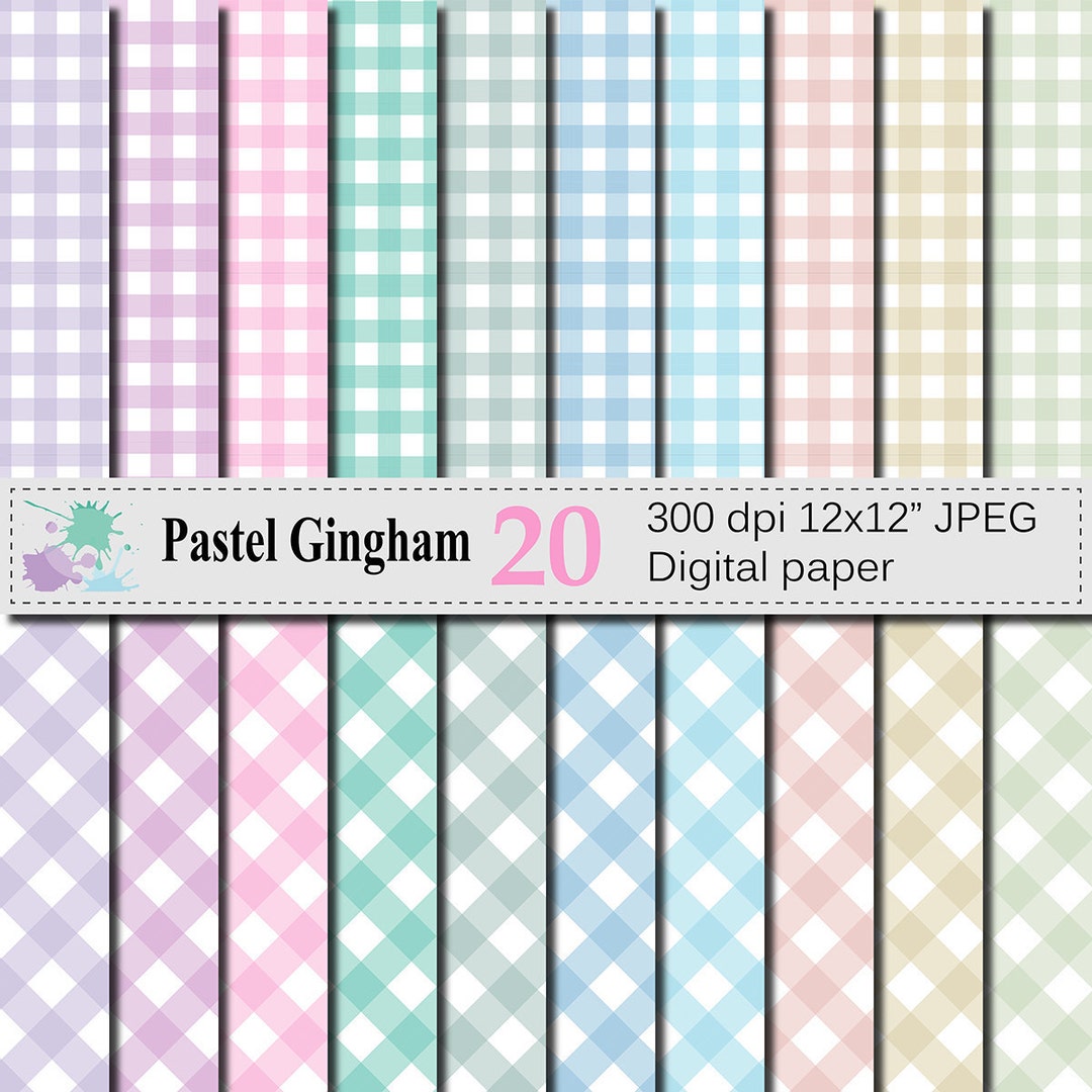 SALE 50% Pastel Gingham Digital Paper Set, Pastel Plaid Digital ...