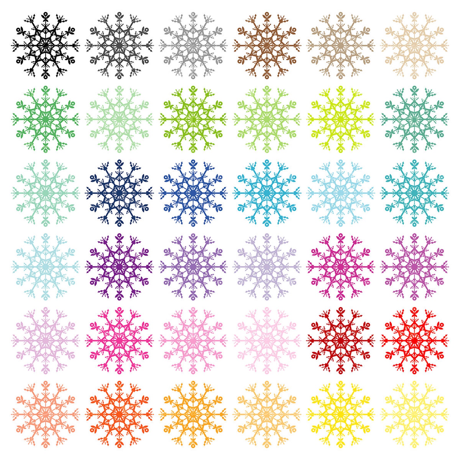 Rainbow Snowflake Clip Art, Colorful Winter Snowflakes Clipart ...