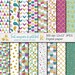 Teal, Magenta and Gold Foil Digital Paper, Seamless Geometric Patterns ...