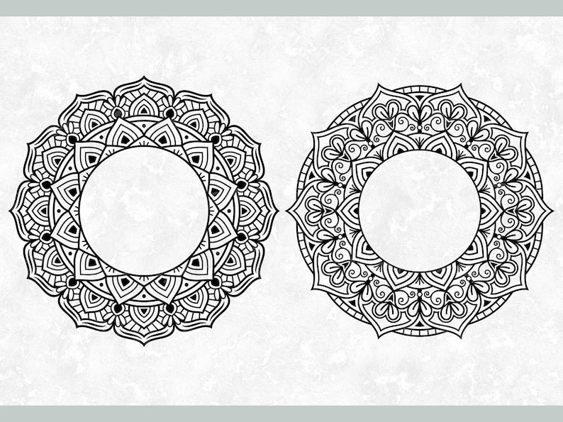 Mandala Monogram SVG Bundle, Circle Floral Monogram Frame Svg Files ...