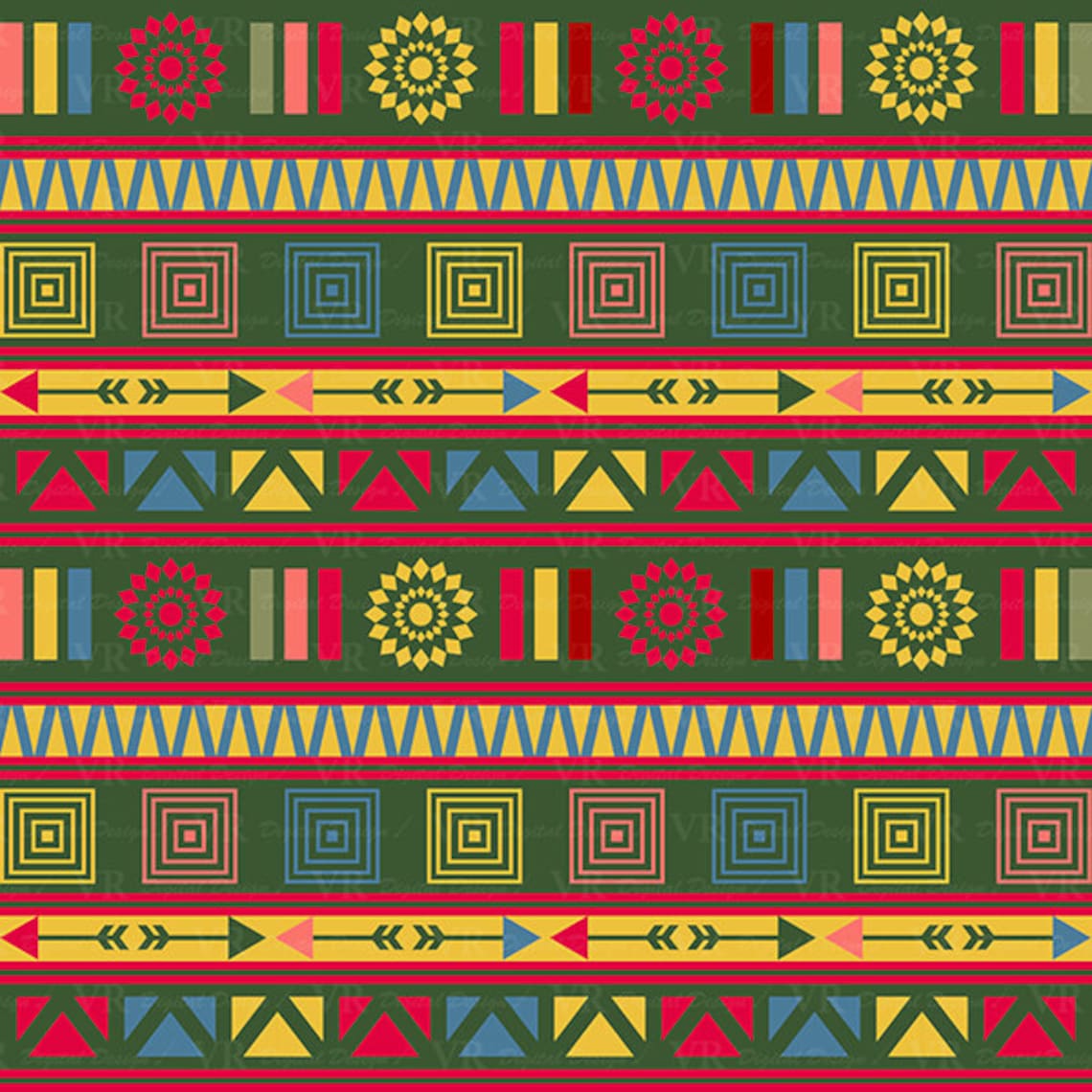 Aztec Digital Paper Set, Ethnic Tribal Digital Papers, Bright Geometric ...