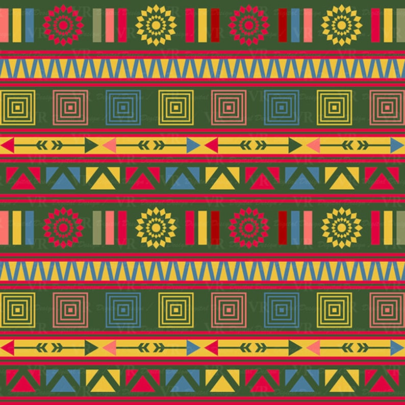 Aztec Digital Paper Set, Ethnic Tribal Digital Papers, Bright Geometric ...