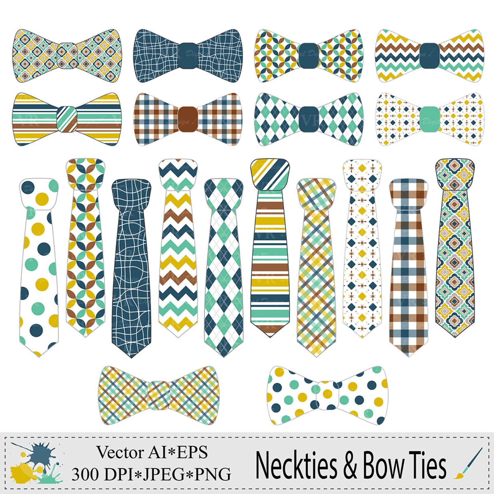 Necktie and Bow Tie Clip Art "tie CLIP Art", Fathers Day Clipart, Man ...