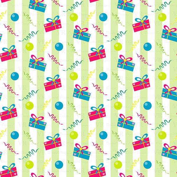 Happy Birthday Digital Paper Set With Balloons and Presents, Kids ...