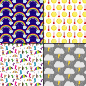 Weather Digital Paper Set, Weather Digital Papers With Rain Sun ...