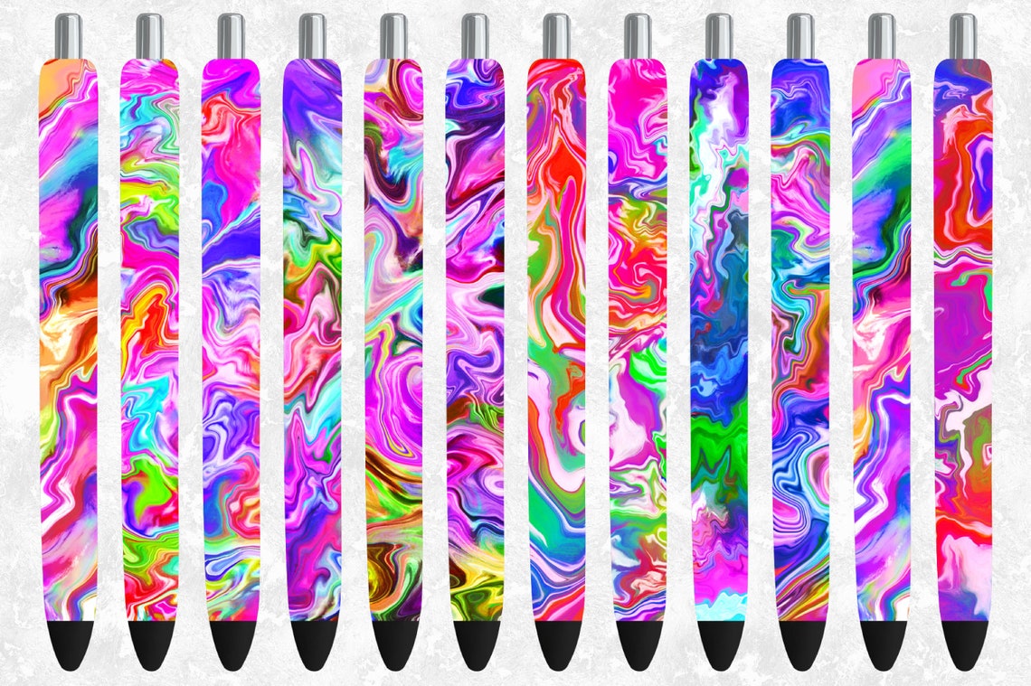 Colorful Marble Pen Wrap Bundle for Sublimation or Waterslide / Fluid ...