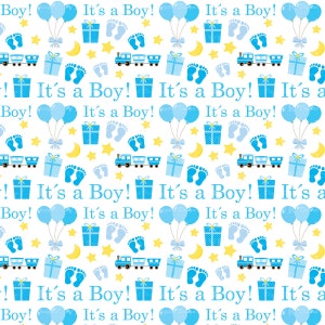 Its a Boy Digital Paper Set, Baby Boy Blue Digital Papers, Baby Shower ...