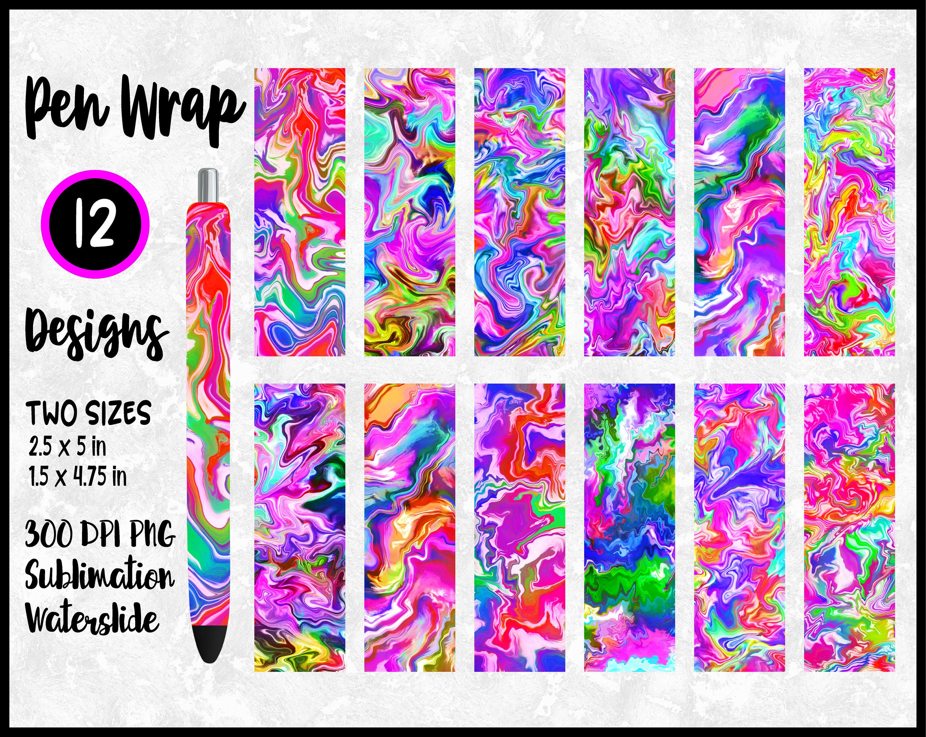 Colorful Marble Pen Wrap Bundle for Sublimation or Waterslide / Fluid ...