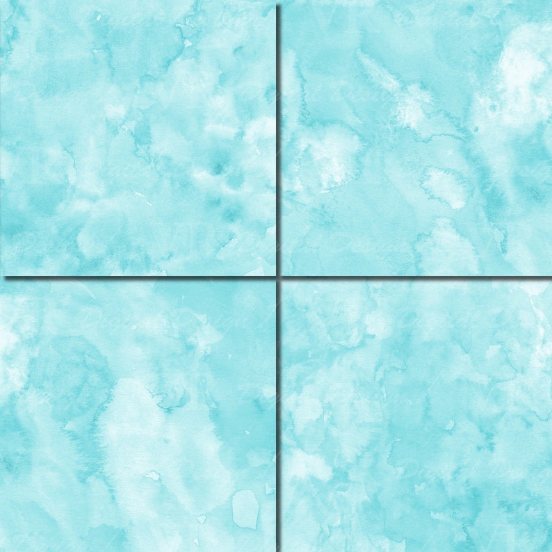 Teal Watercolor Digital Paper, Teal Watercolors Texture, Handpainted ...