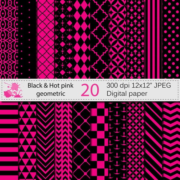 Black and Hot Pink - Etsy