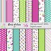 Birds and Owls Digital Paper Set, Scrapbooking Papers, Pink Green White ...