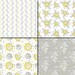 Yellow and Gray Floral Digital Paper, Floral Seamless Pattern, Flowers ...