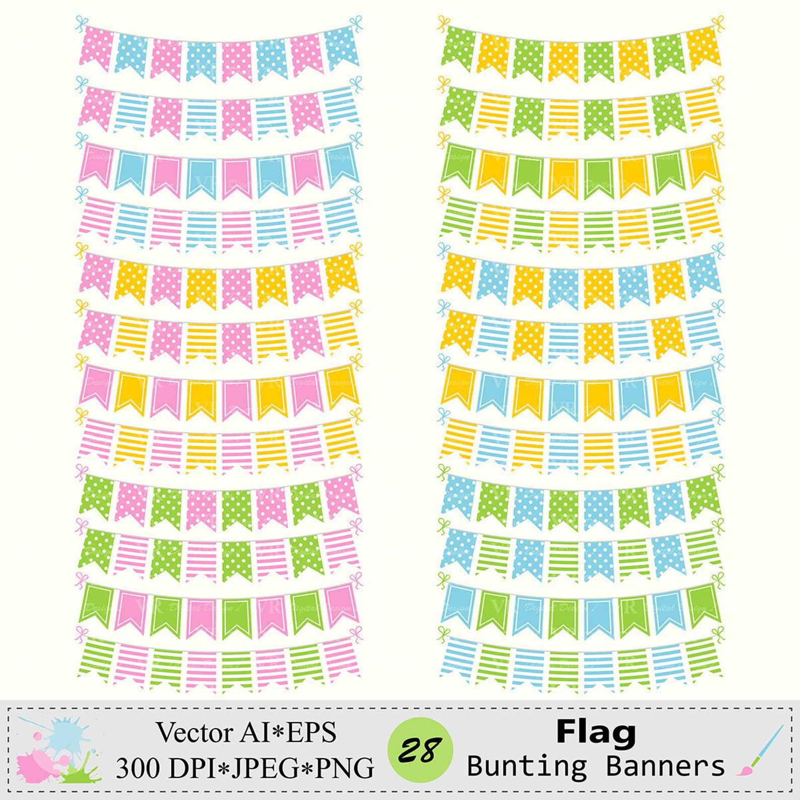 Flag Bunting Banners Clip Art, Birthday Party Bunting Banners Clipart ...
