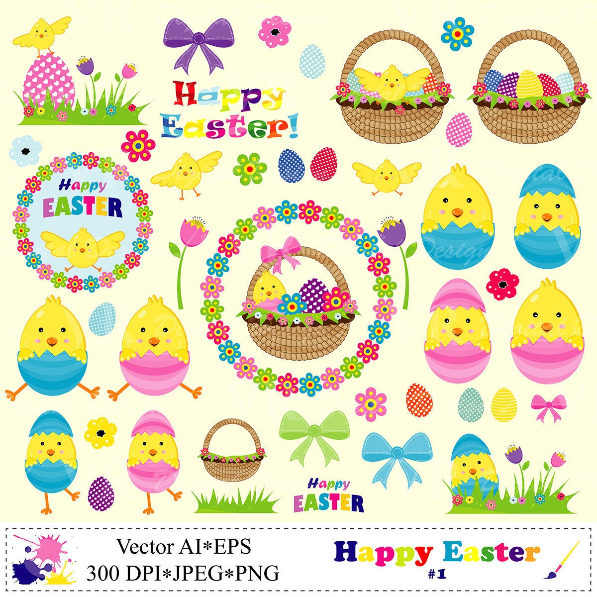 Happy Easter Eggs Clipart