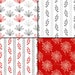 Red and Gray Floral Digital Paper, Flower Doodles Seamless Pattern ...