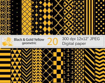 Yellow and Black Bumble Bee Printable Digital Paper Pack With - Etsy
