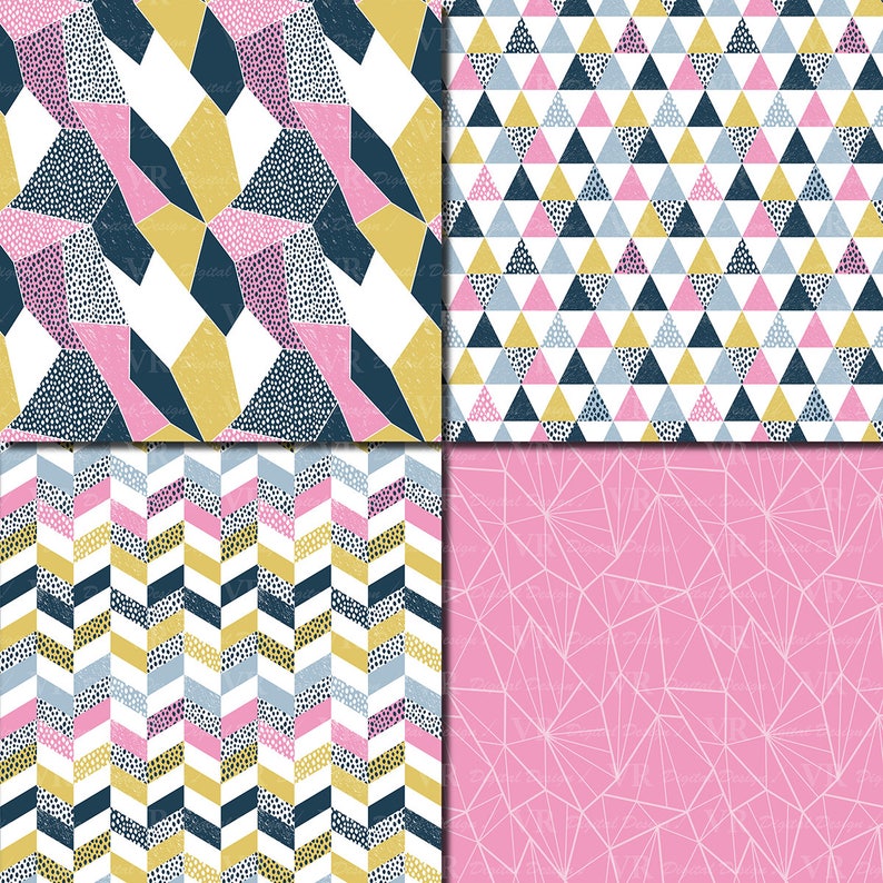 Seamless Modern Geometric Digital Paper, Geometric Patterns, Modern ...