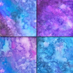 Purple and Blue Watercolor Digital Paper, Watercolor Texture ...