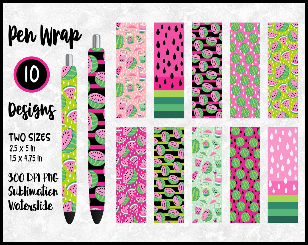 Pink Watermelon Pen Wrap Bundle for Sublimation or Waterslide / Summer ...