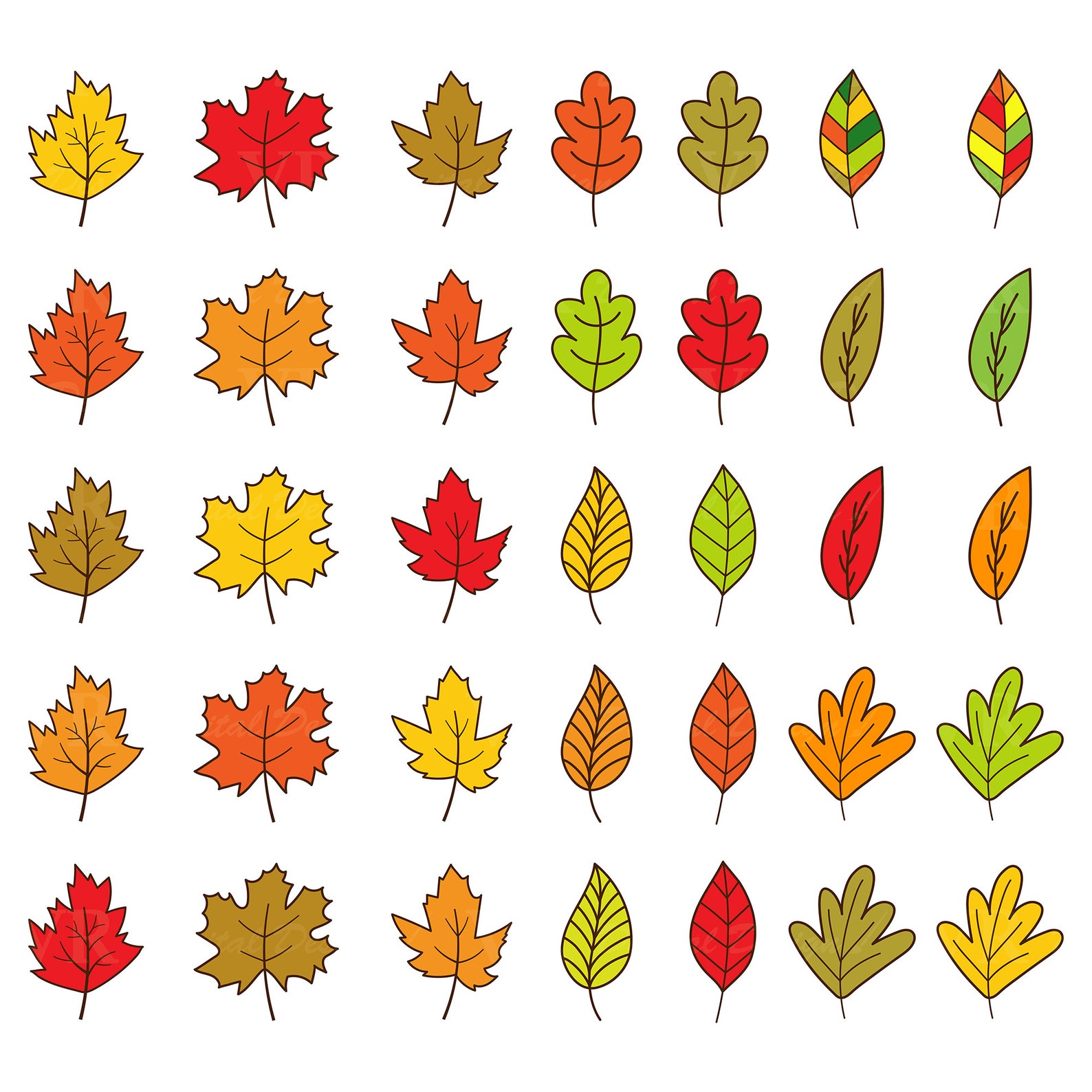 Cute Autumn Clipart, Fall Clipart, Autumn Doodles, Autumn Leaves ...