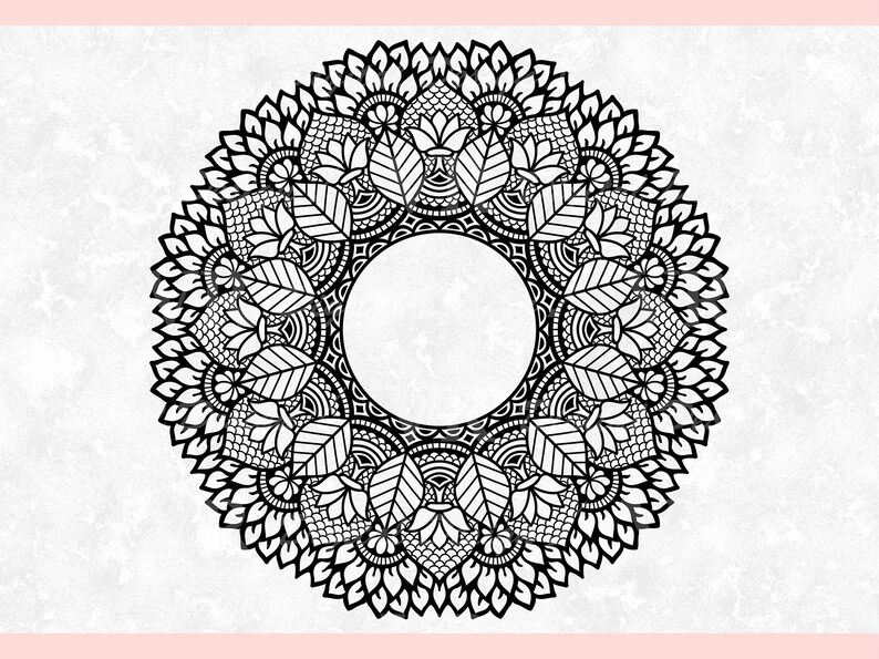 Leaves Mandala Intricate Design SVG, Leafy Mandala Monogram Frame Svg ...