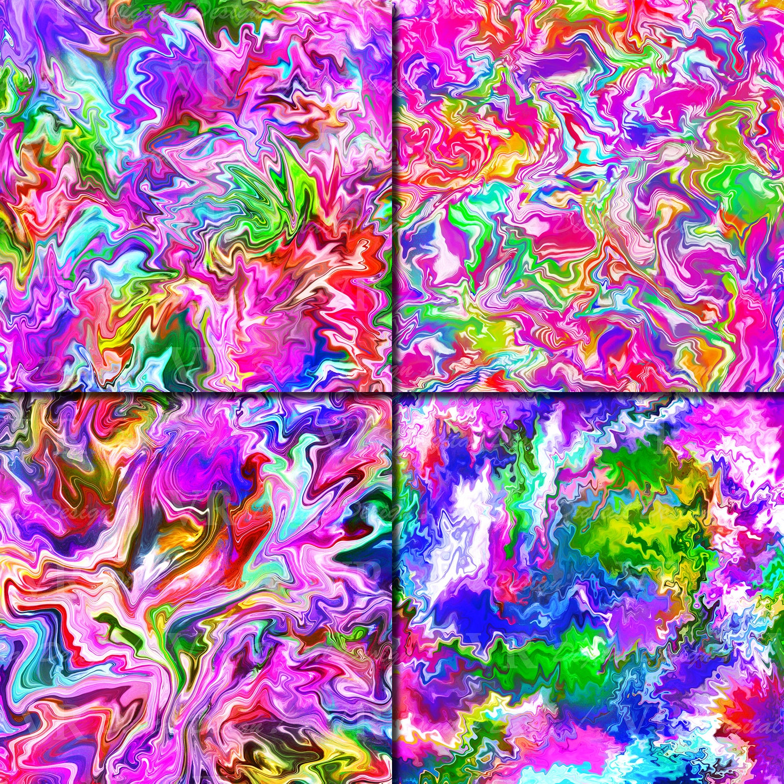 Colorful Marble Abstract Digital Paper / Rainbow Marble Backgrounds ...