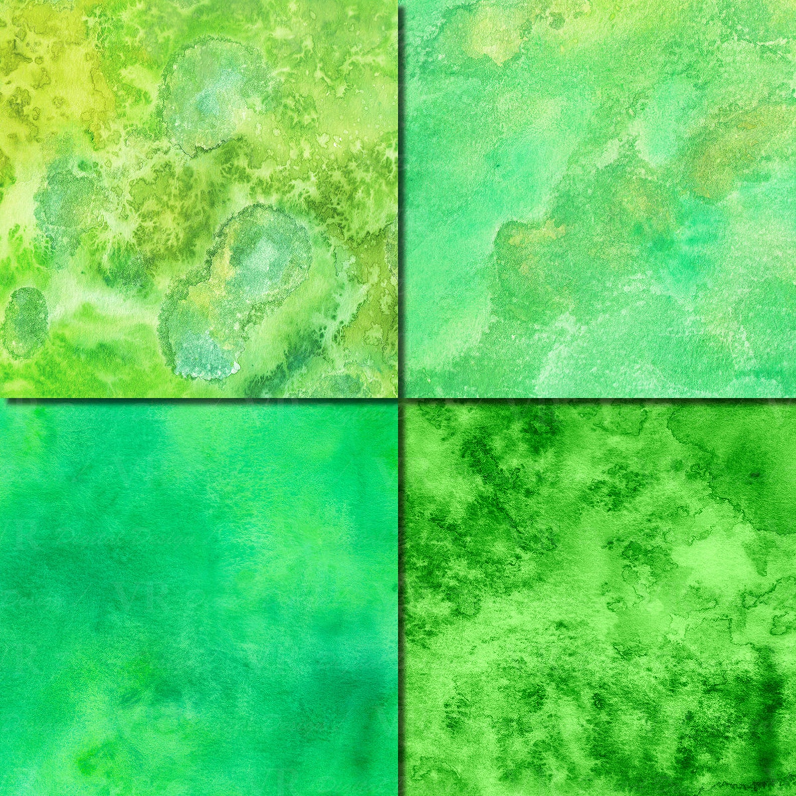 Green Watercolor Digital Paper, Watercolor Textures, Hanpainted ...