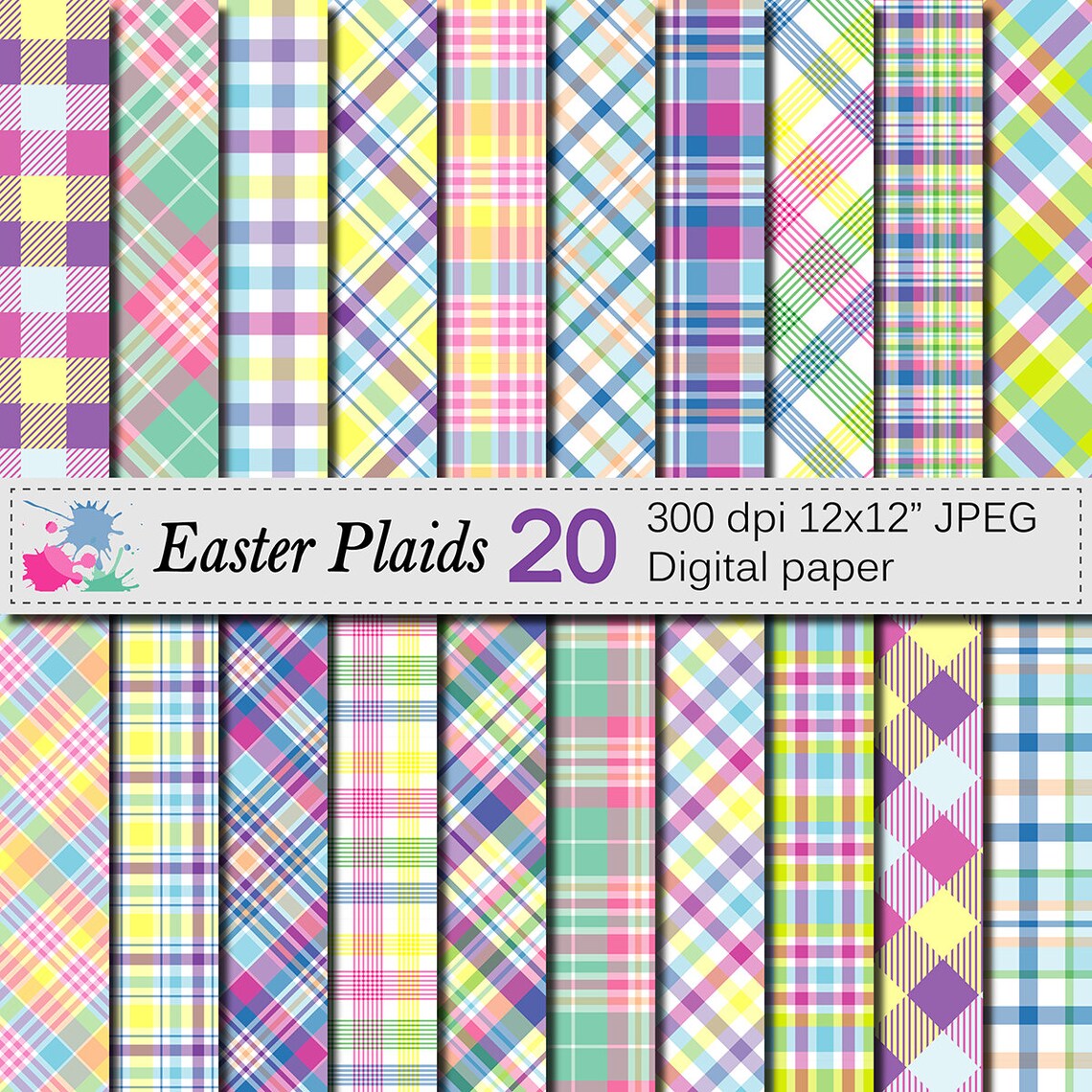 Easter Plaid Digital Paper Spring Pastel Plaid Pattern Plaid - Etsy