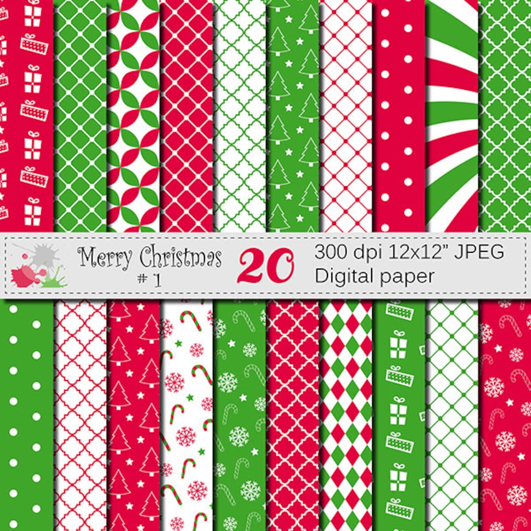 SALE 50% Merry Christmas Digital Paper Set, Christmas Digital Papers ...
