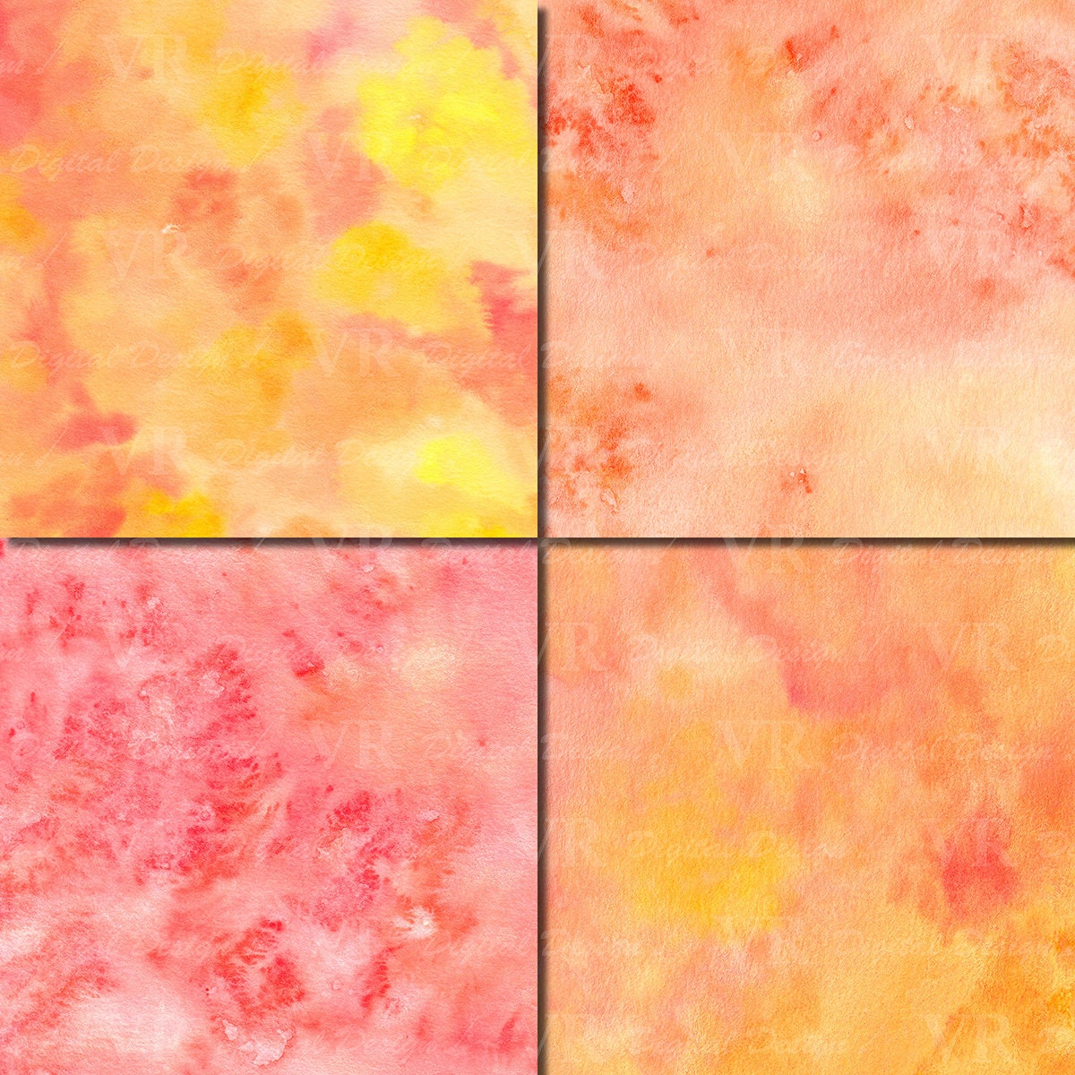 Red Orange Yellow Watercolor Digital Paper, Watercolor Texture ...